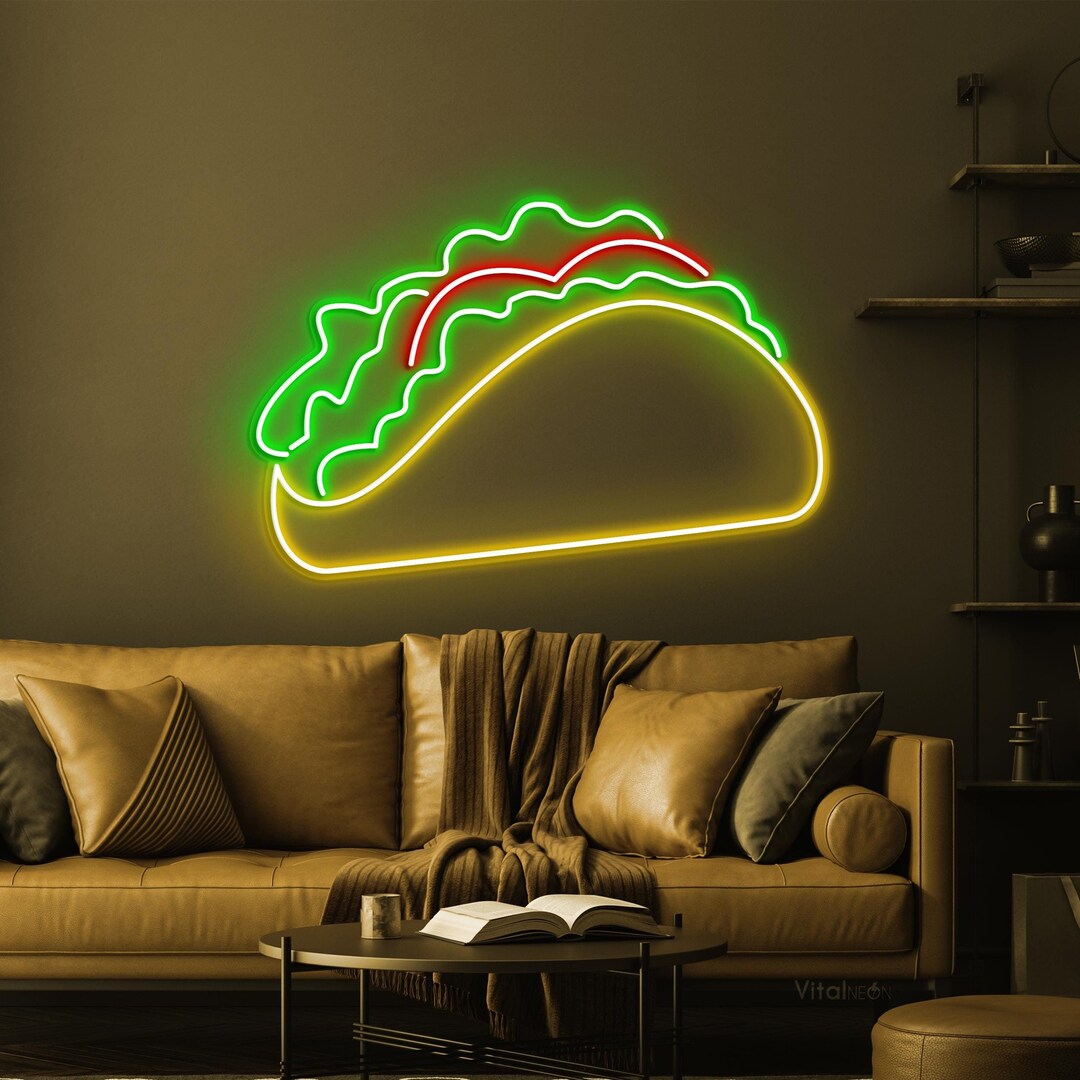 Taco Neon Sign, Mexican Food Neon Light, Taco Wall Art, Restaurant Neon ...
