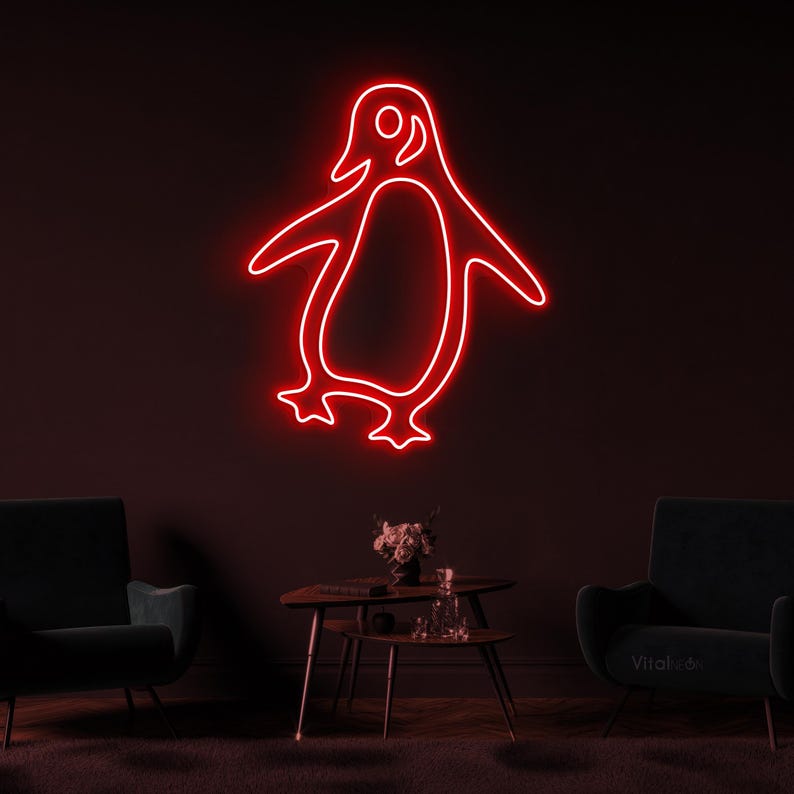 Penguin Neon Sign, Penguin LED Light, Cute Penguin Wall Decor, Pet Shop ...
