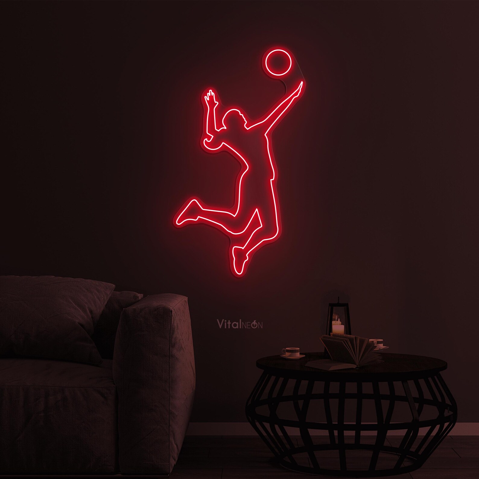 Volleyball Player LED Neon Sign, Sports Decor - Etsy