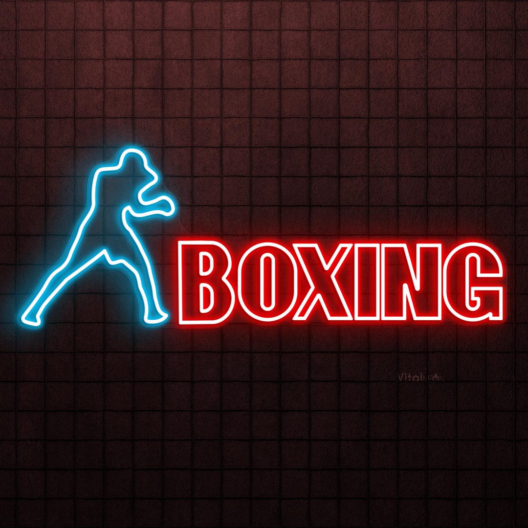 Boxing Neon Sign, Boxing LED Light, Boxer Wall Art, Gym Wall Decor ...