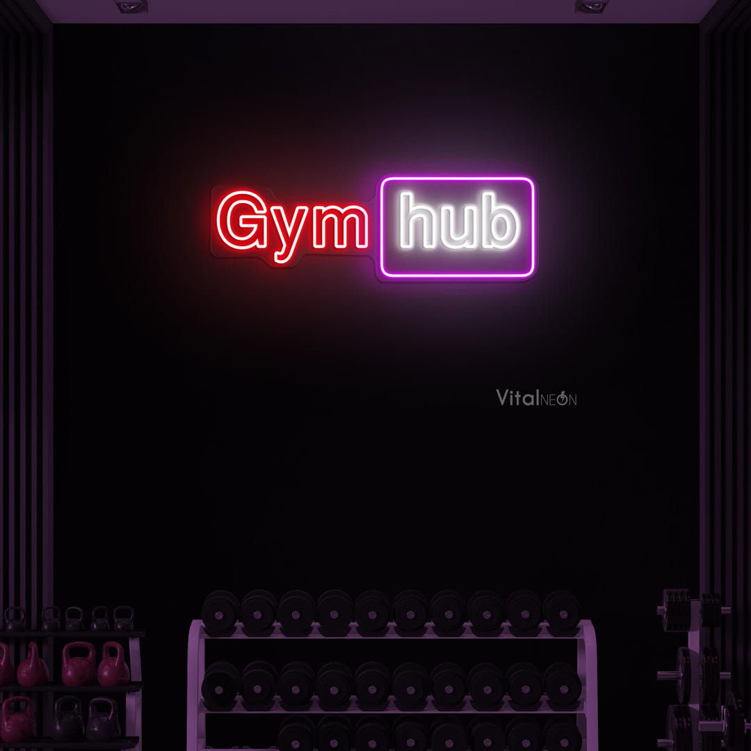 Gym Hub Neon Sign, LED Fitness Wall Decor, Workout Room Art - Etsy
