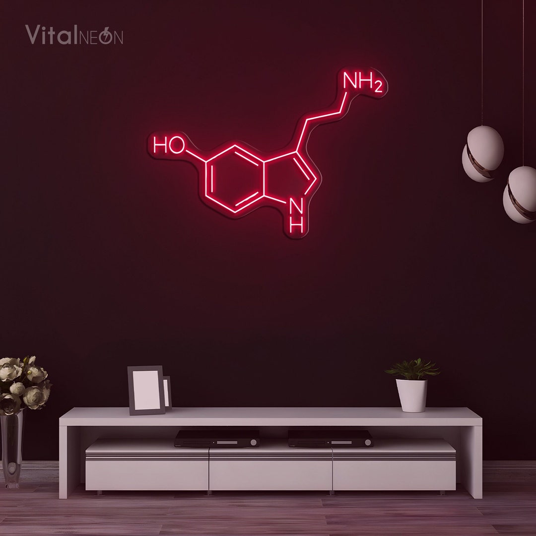 Serotonin Molecule Neon Sign, Science Inspired Decor, Chemistry Neon ...