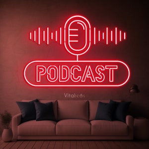 Podcast Neon Sign, Podcast Microphone Light, Podcast Recording Studio ...