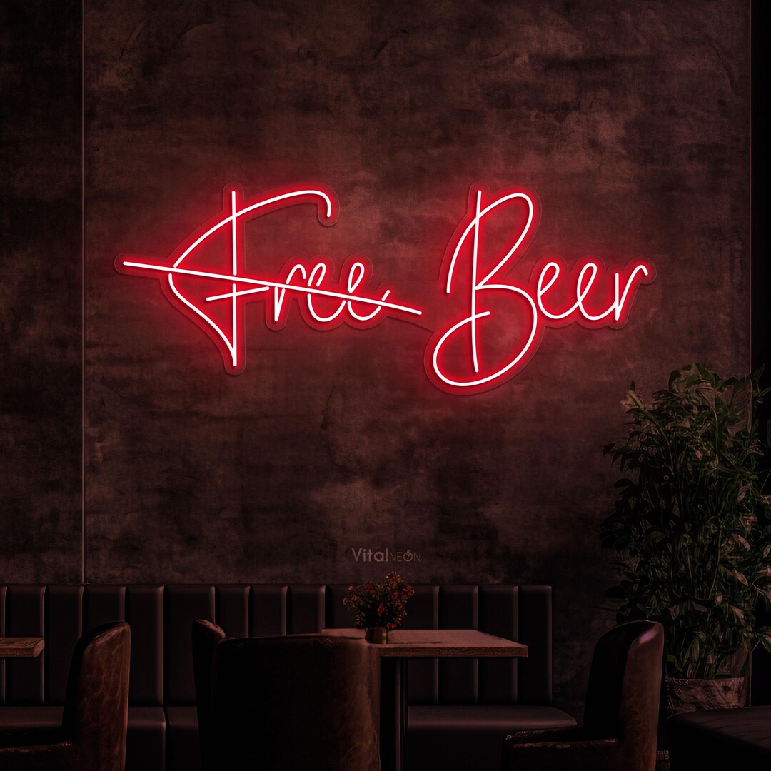 Free Beer Neon Sign, Free Beer LED Light, Free Beer Wall Art, Custom ...