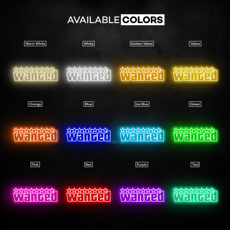 Wanted Neon Sign LED Light Outlaw Wall Decor Game Art Home Bar ...