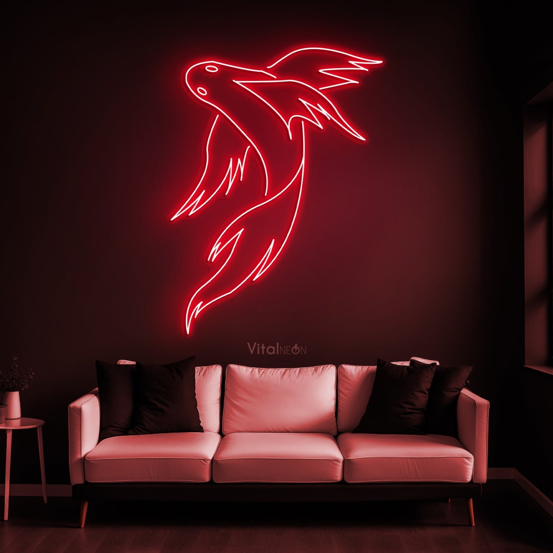 Koi Fish Neon Sign, LED Night Light for Wall Decor, Japanese Koi Fish ...