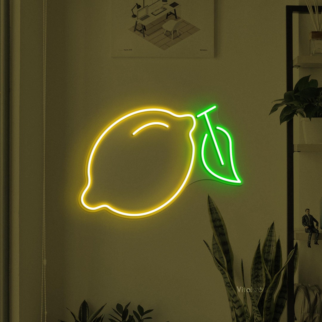 Lemon Neon Sign, Lemon LED Light, Fruit Shop Wall Decor, Lemon With ...