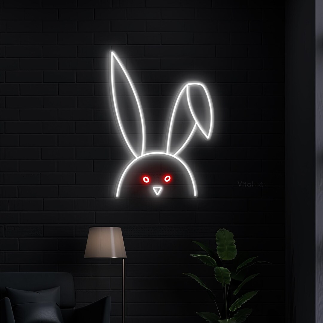 Rabbit Neon Sign, Rabbit LED Light, Bunny LED Sign, Bunny Ear Wall Art ...