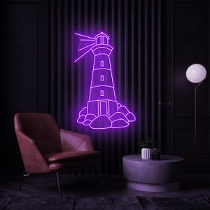 Lighthouse Neon Sign, Lighthouse LED Light, Lighthouse LED Neon Art ...