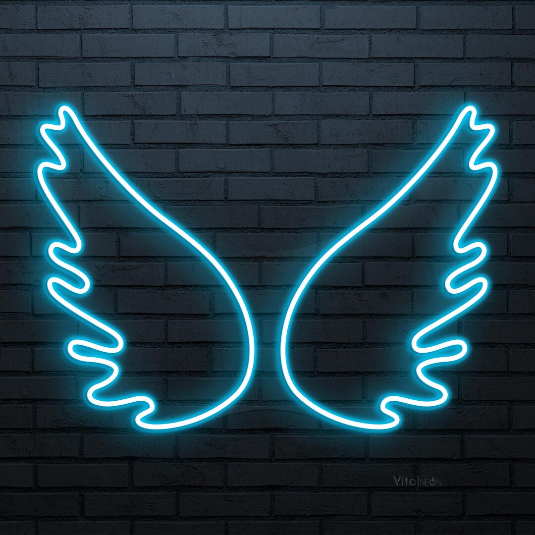 Angel Wings Neon Sign, Angel Wings LED Light, Nursery Room Wall Decor ...