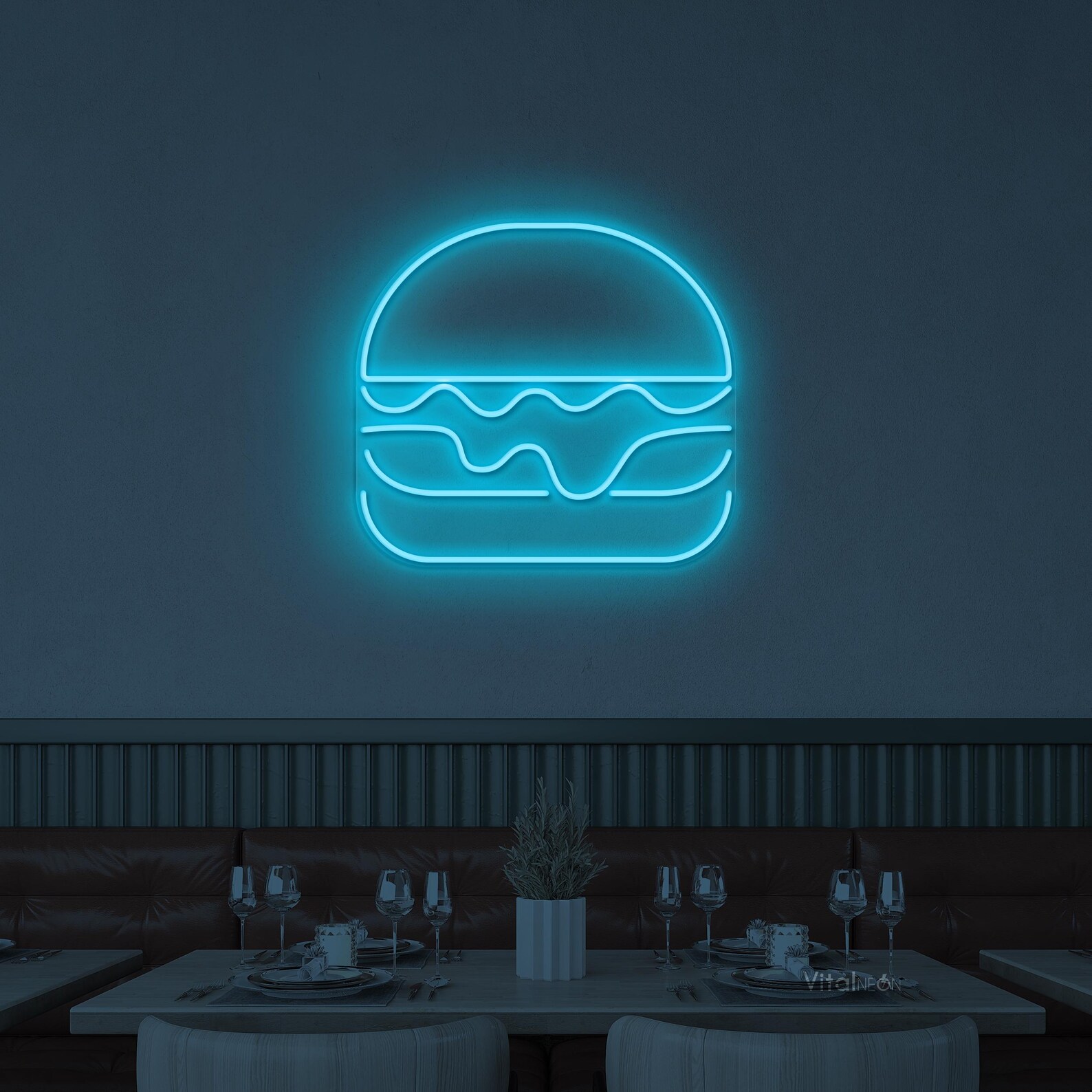 Burger Neon Sign LED Hamburger Wall Art Shop Decor Kitchen Diner Fast ...