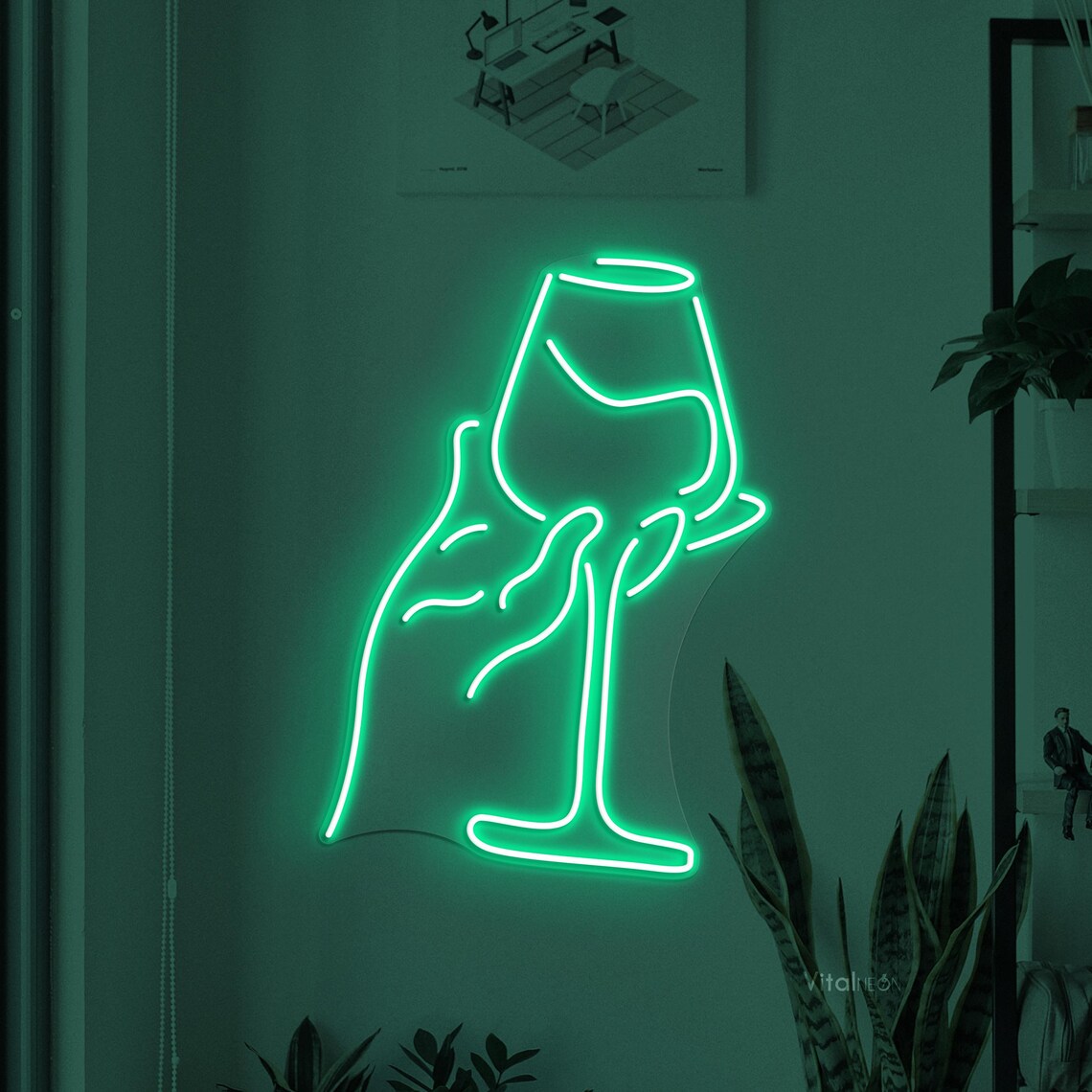 Hand Holding Wine Glass LED Neon Sign, Bar Decor - Etsy