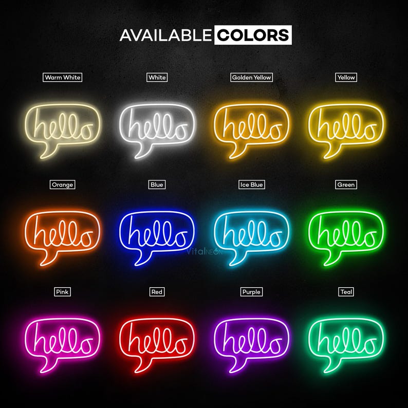 Hello LED Neon Sign, Chat Box Wall Decor - Etsy UK