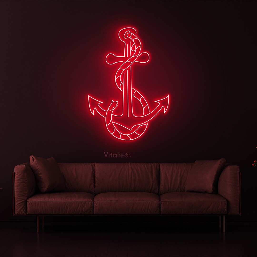 Anchor Neon Sign, LED Light for Anchor Lovers, Navy Decor, Custom ...