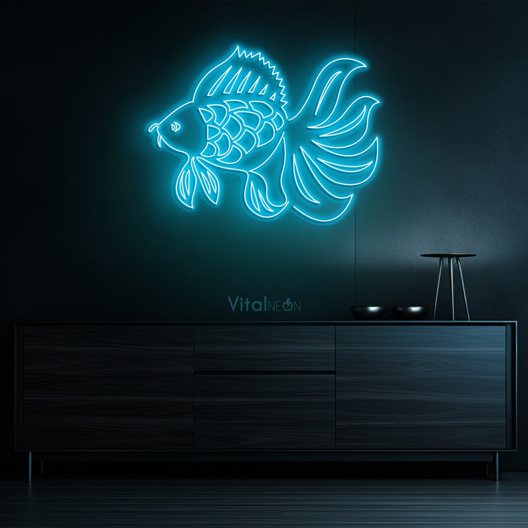 Goldfish Neon Sign, Led Fish Wall Decor, Neon Fish Light, Goldfish Neon ...