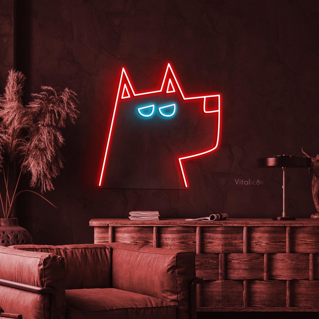 Dog Neon Sign, Dog LED Light, Pixelated Dog Wall Decor, Custom Dog Neon ...
