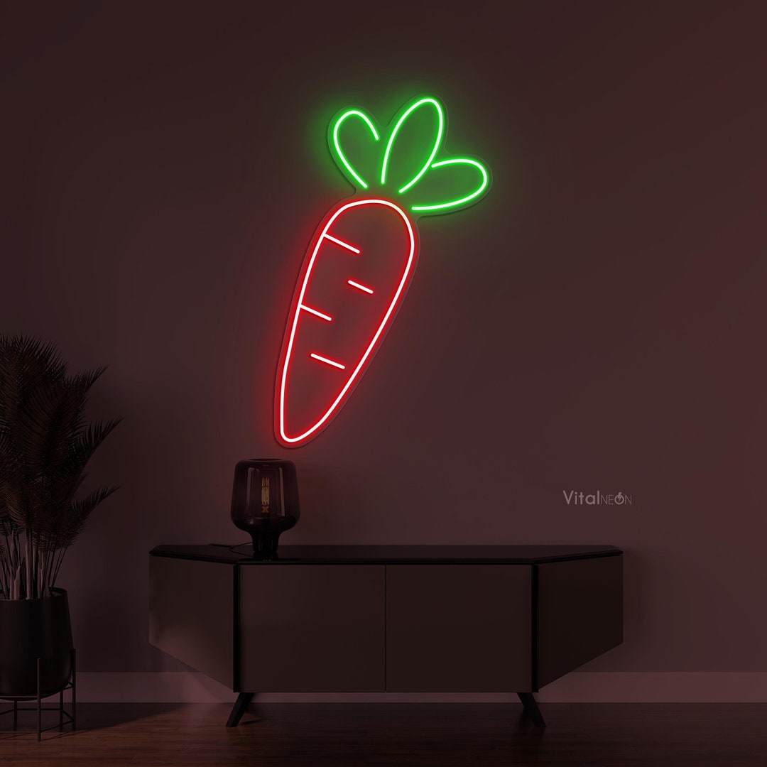 Carrot Neon Sign, Carrot LED Light, Vegetable Wall Decor, Vegetable ...