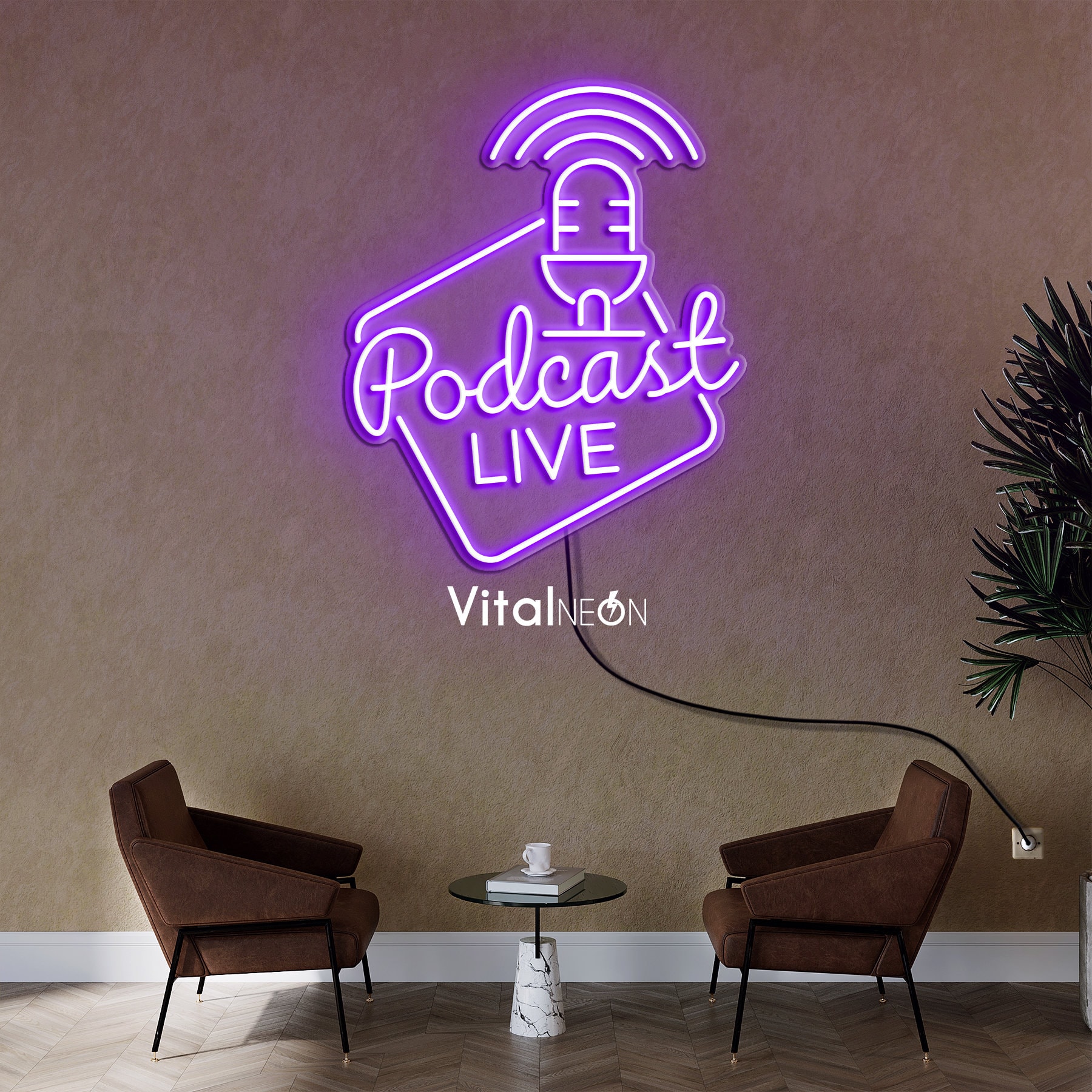 Podcast Live Neon Light, LED Sign, Podcasters and Broadcasting Studios ...