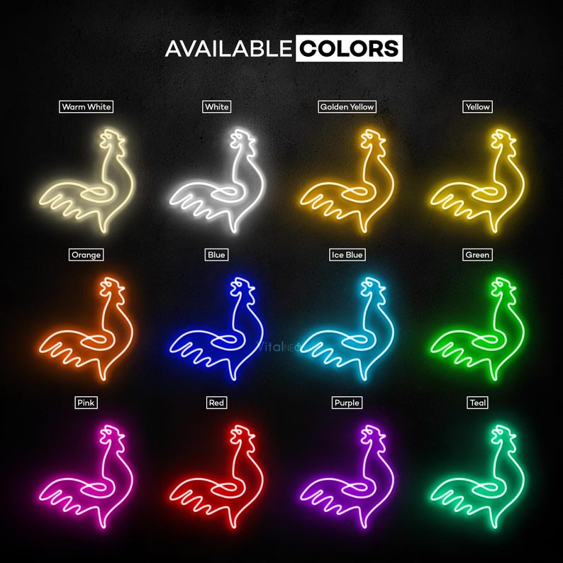 Rooster Neon Sign, Rooster Led Light, Nursery Room Neon Light ...