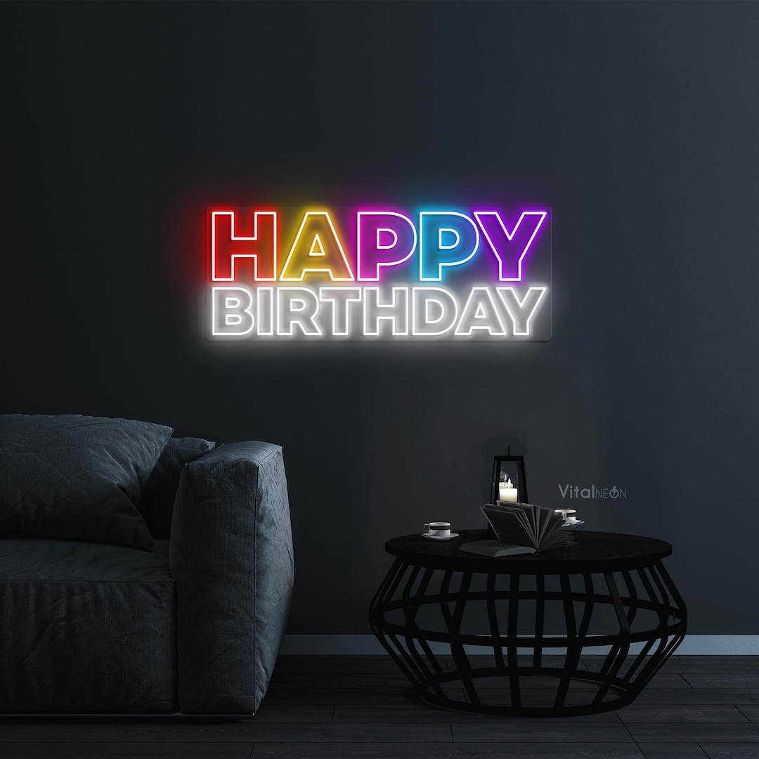 Happy Birthday Neon Sign, Happy Birthday LED Light, Happy Birthday Wall ...