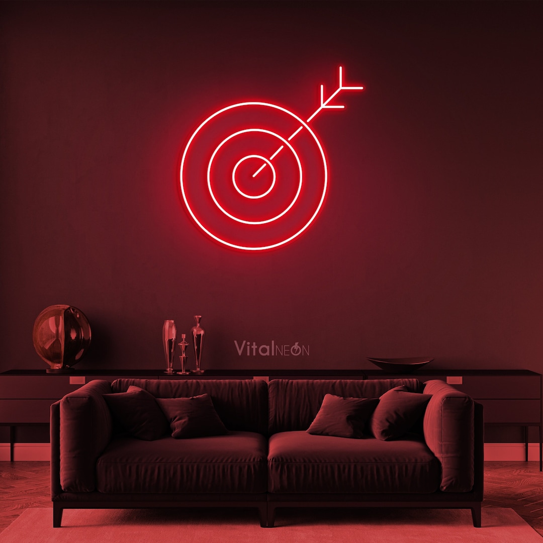 Arrow With Dart Neon Sign, Target Dart LED Light, Darts Club Decor ...