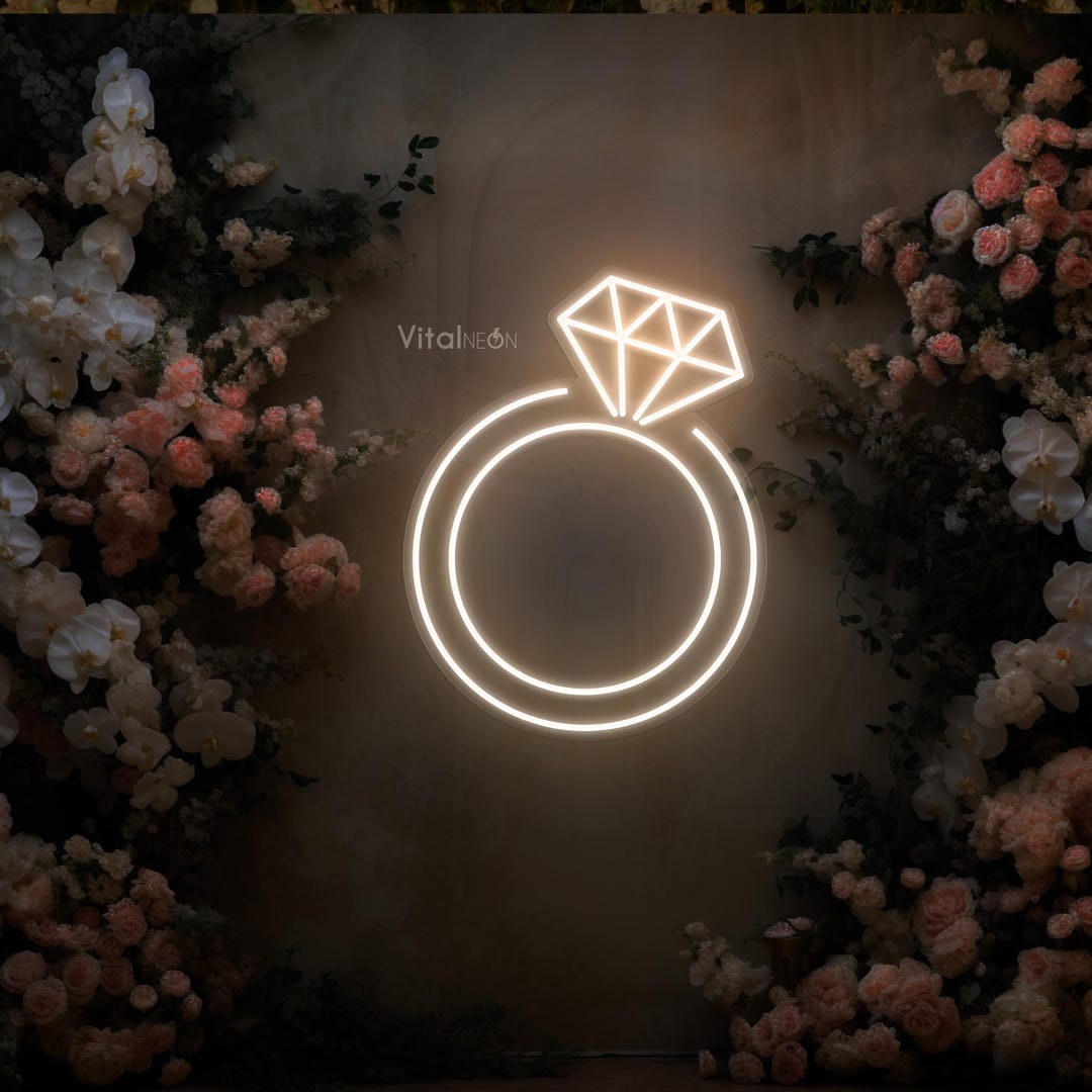 Wedding Ring Neon Sign, Wedding Ring LED Light, Diamond Ring Neon Sign ...