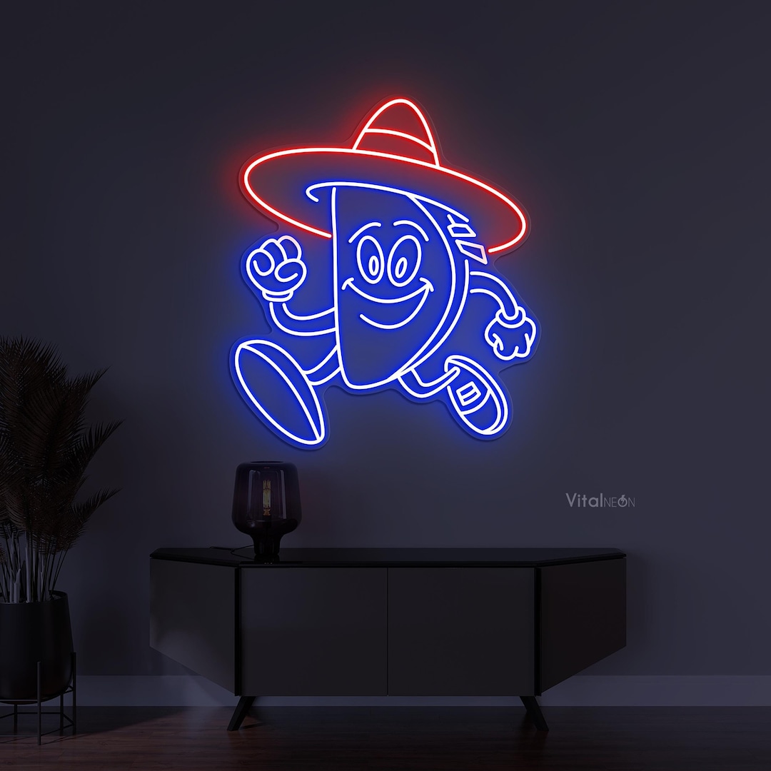 Running Taco Neon Sign, Running Taco LED Light, Taco Wall Decor, Custom ...