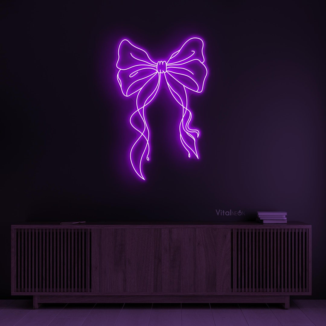Bow Neon Sign, Bow LED Light, Trendy Wall Art, Garments Shop Wall Decor ...
