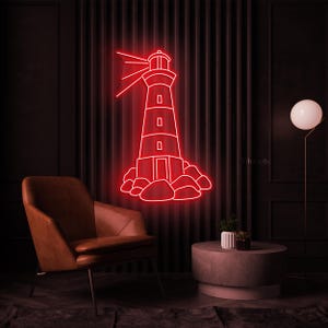 Lighthouse Neon Sign, Lighthouse LED Light, Lighthouse LED Neon Art ...