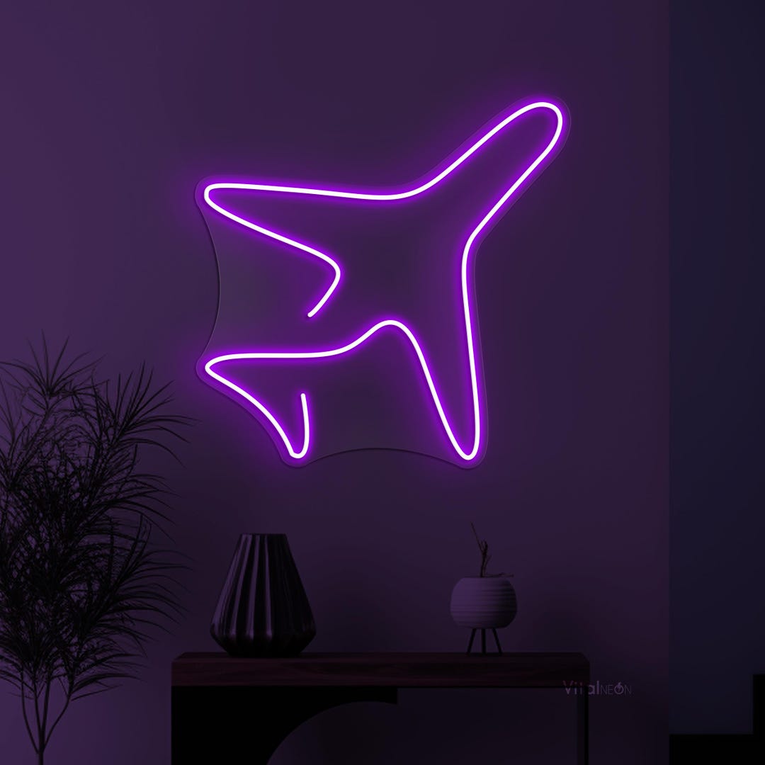Airplane Neon Sign, Airplane Led Light, Airplane Wall Art, Kids Room ...