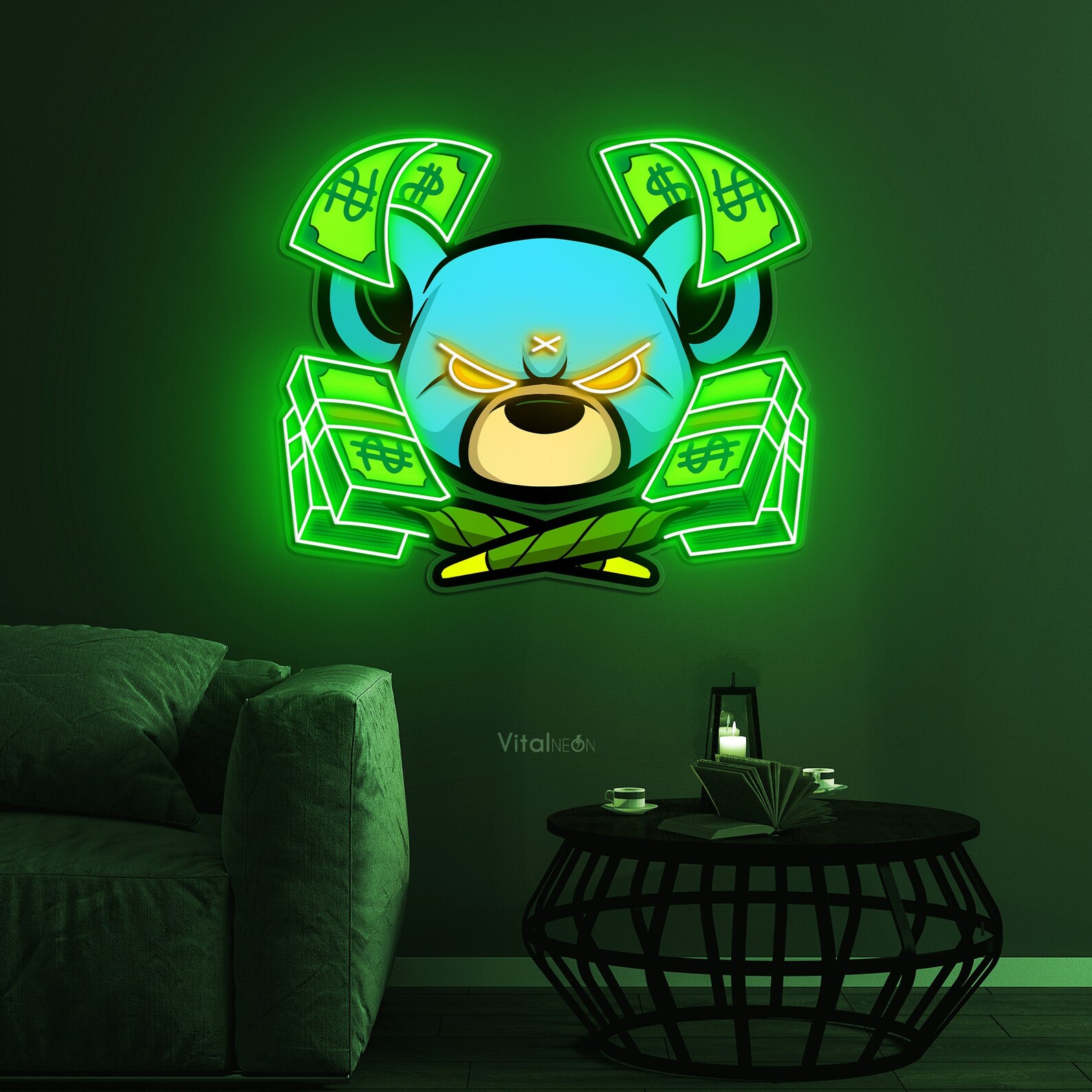 Rich Rat Neon Sign LED Light Pop Art Cartoon Wall Decor Home Office ...