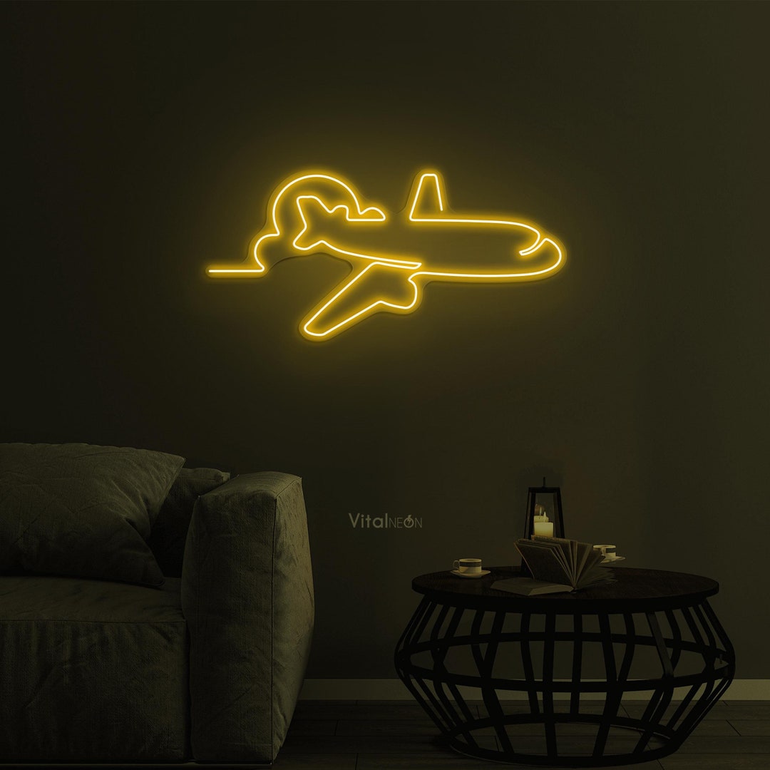 Airplane Neon Sign, Airplane LED Light, Flying High LED Neon Art, Kids ...