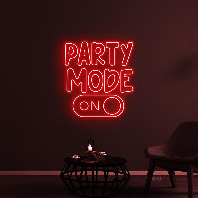 Party Mode on Neon Sign LED Light Cafe Bar Wall Art Engagement Wedding ...