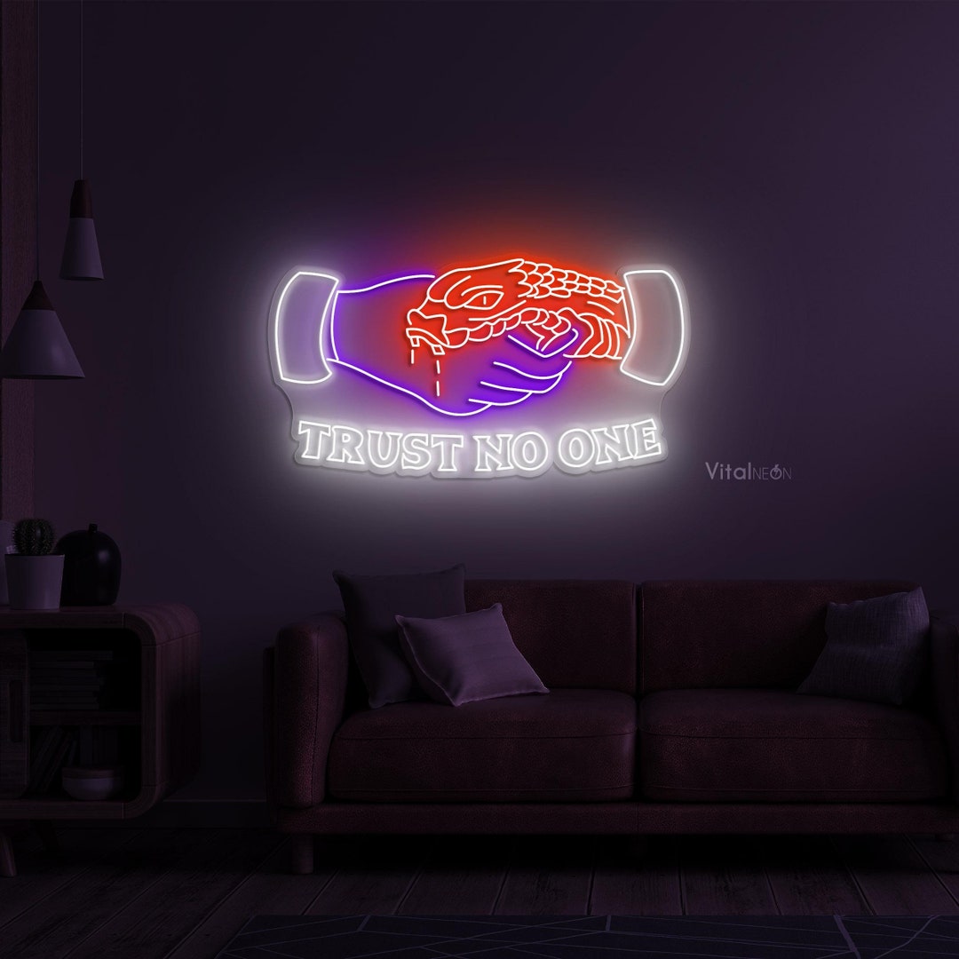 Trust No One Neon Sign, Trust No One LED Light, Snake Handshake LED ...