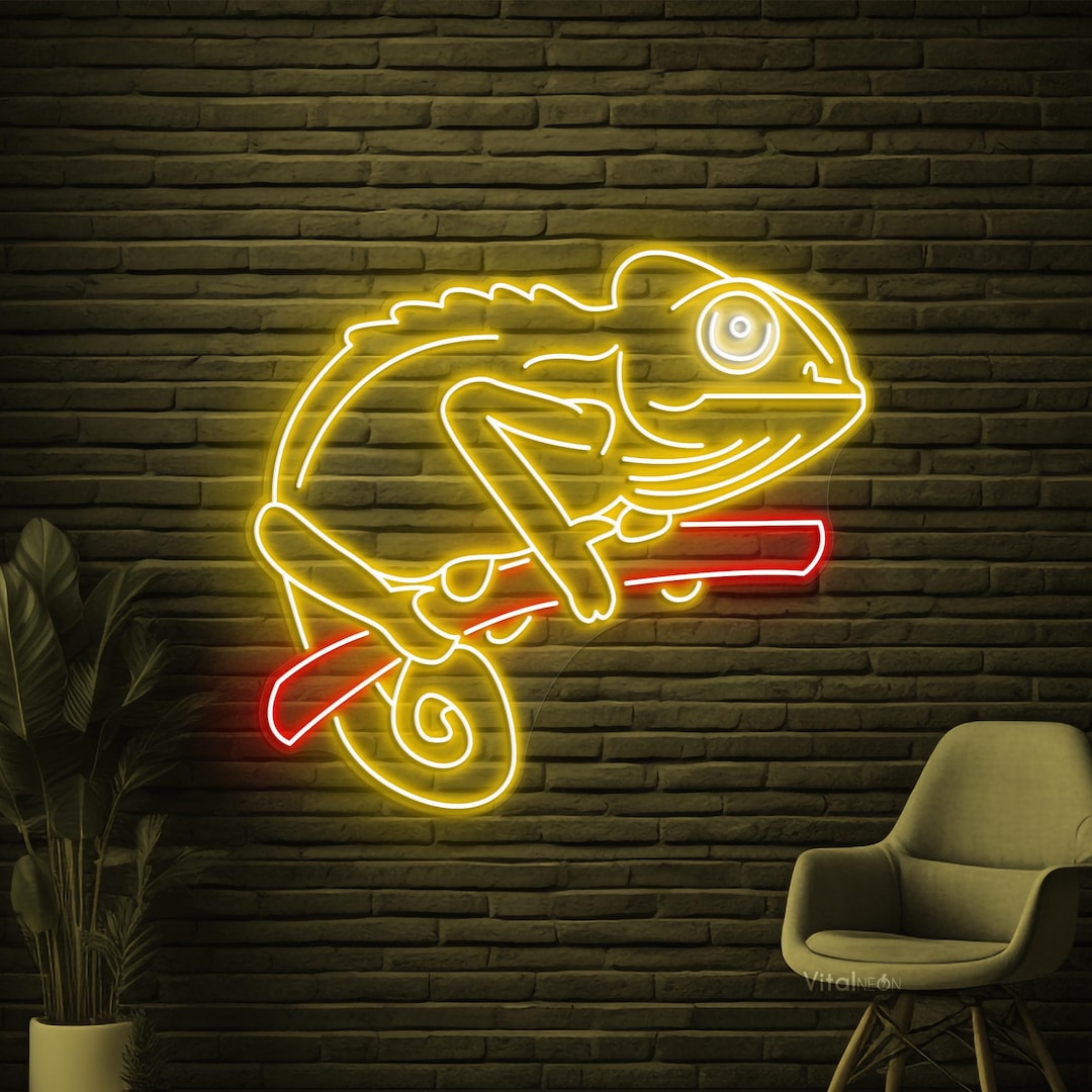 Chameleon Neon Sign, Chameleon LED Light, Reptile Wall Decor ...