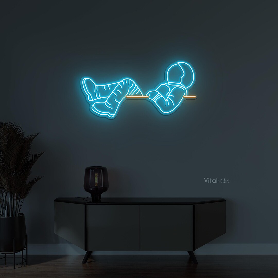 Astronaut Neon Sign, Lazy Astronaut LED Light, Lazy Spaceman Wall Decor ...