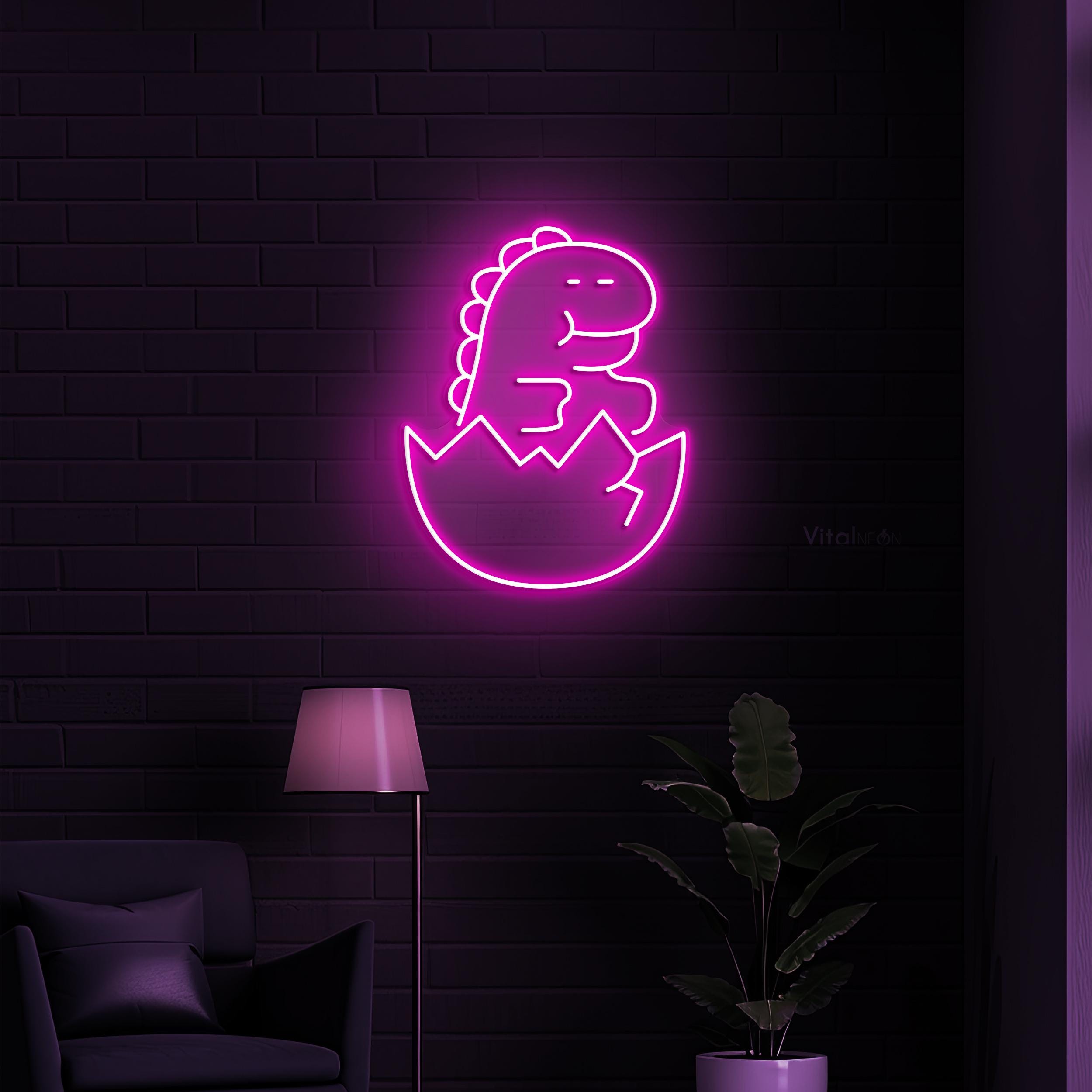 Dinosaur Hatching Neon Sign, Dino in Egg LED Wall Art - Etsy