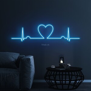 Heart Beat Neon Sign, Heart LED Neon Wall Decor for Bedroom, Heartbeat ...