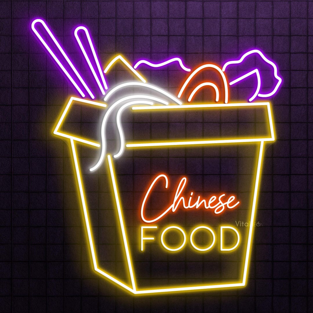 Chinese Food Neon Sign, Chinese Food Takeout Led Light, Food Box Wall ...