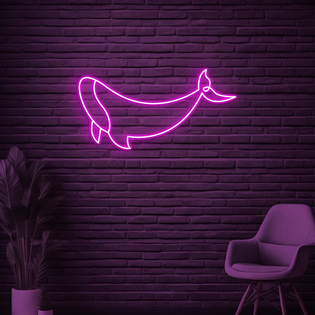 Whale Neon Sign, Whale LED Light, Whale Fish Wall Art, Fish Shop Neon ...