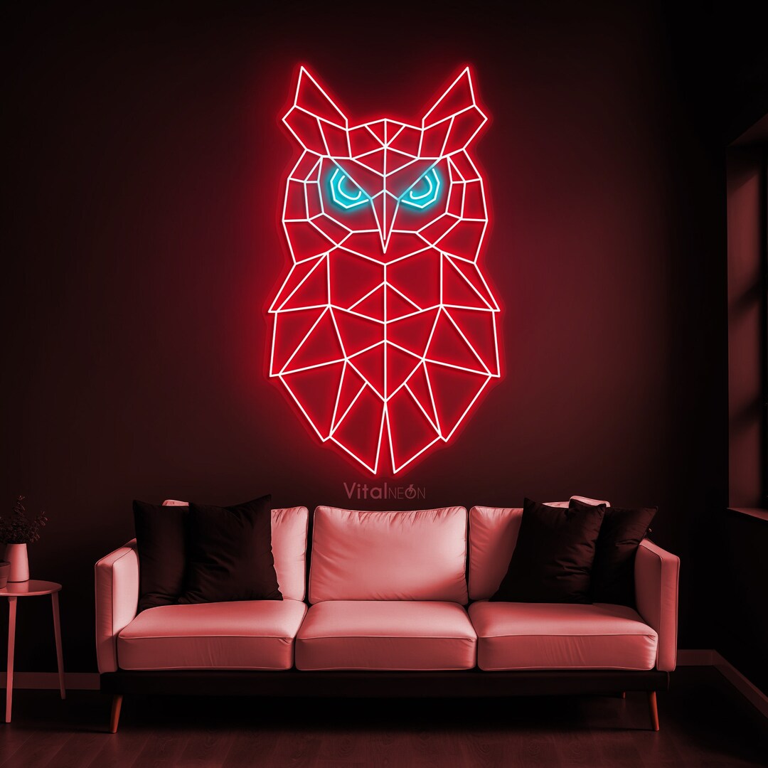 Geometric Owl Neon Sign, Wall Night Lights, Office, Gamer Room Decor ...