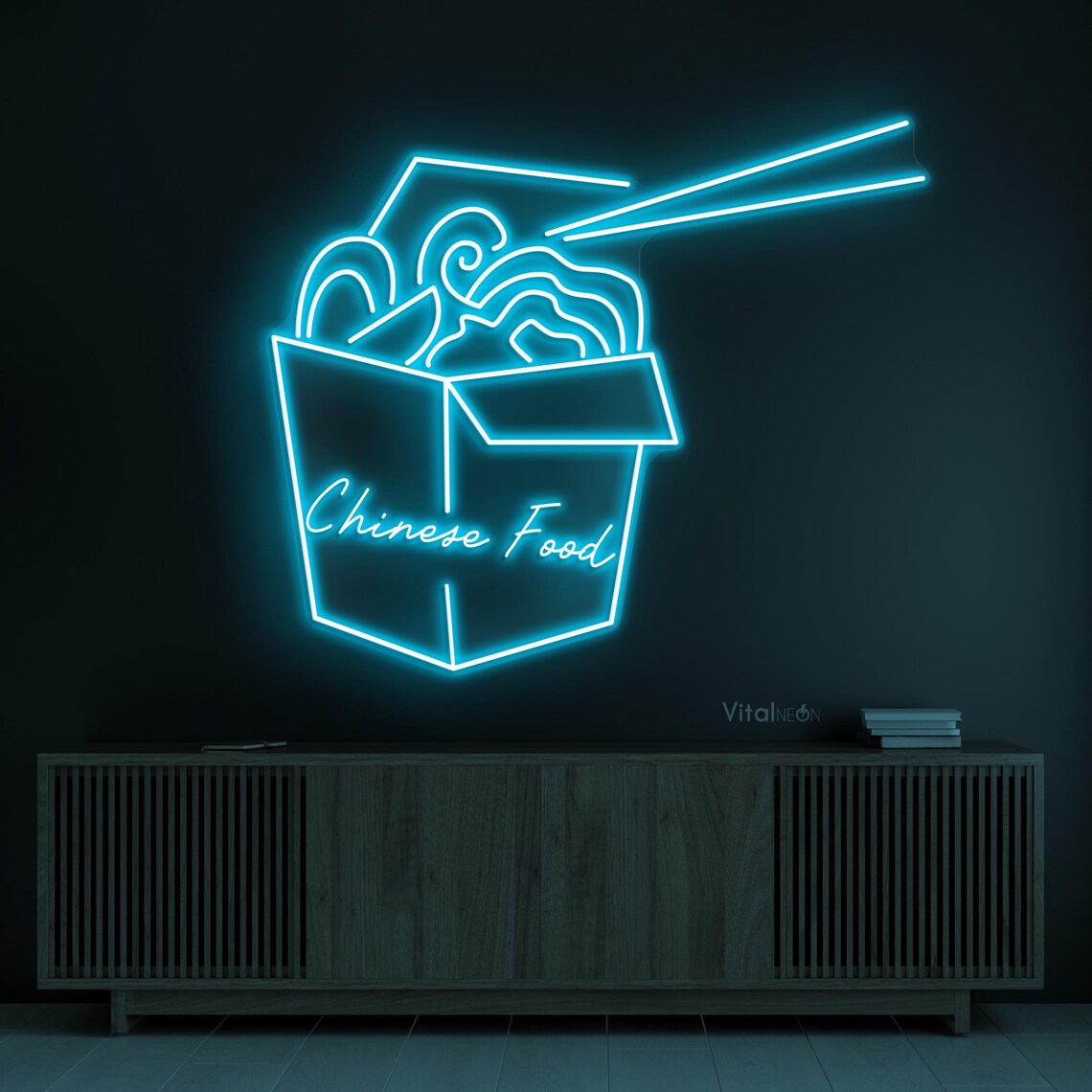 Chinese Food Neon Sign, LED Noodle Light, Asian Restaurant Wall Art ...