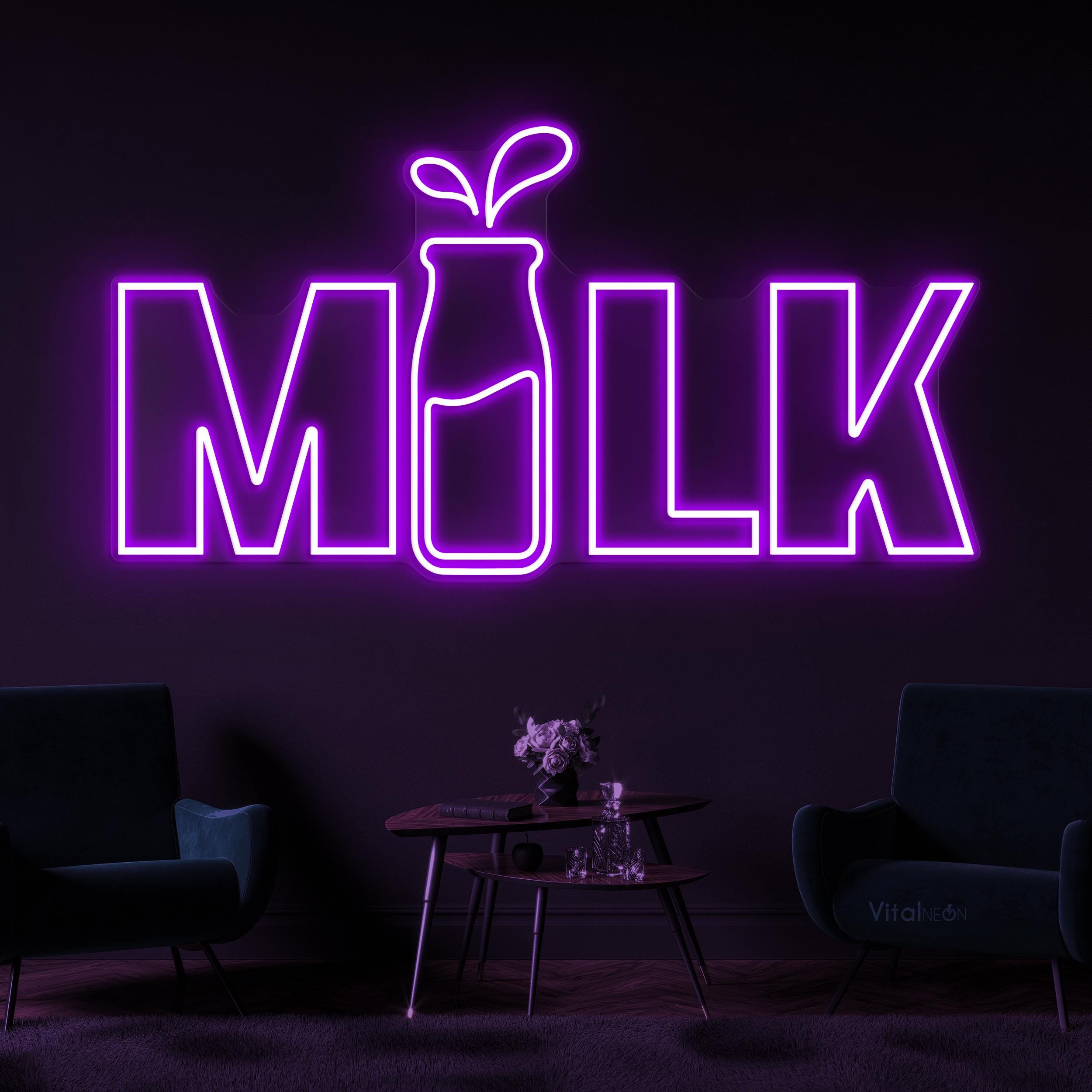 MILK Neon Sign, Milk Bottle LED Light, Dairy Decor - Etsy