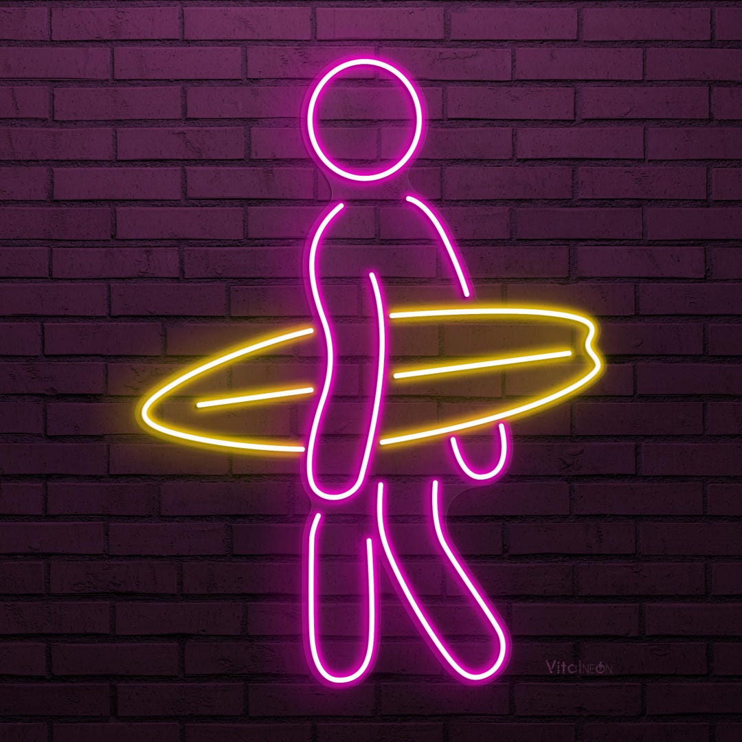 Surfer Boy Neon Sign, Surfer Boy LED Light, Surfboard Wall Decor, Sea ...