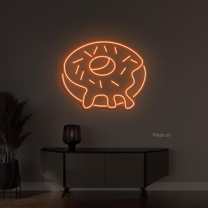 Donut Neon Sign, Donut LED Light, Donut Cafe Wall Art, Yummy Donut Wall ...