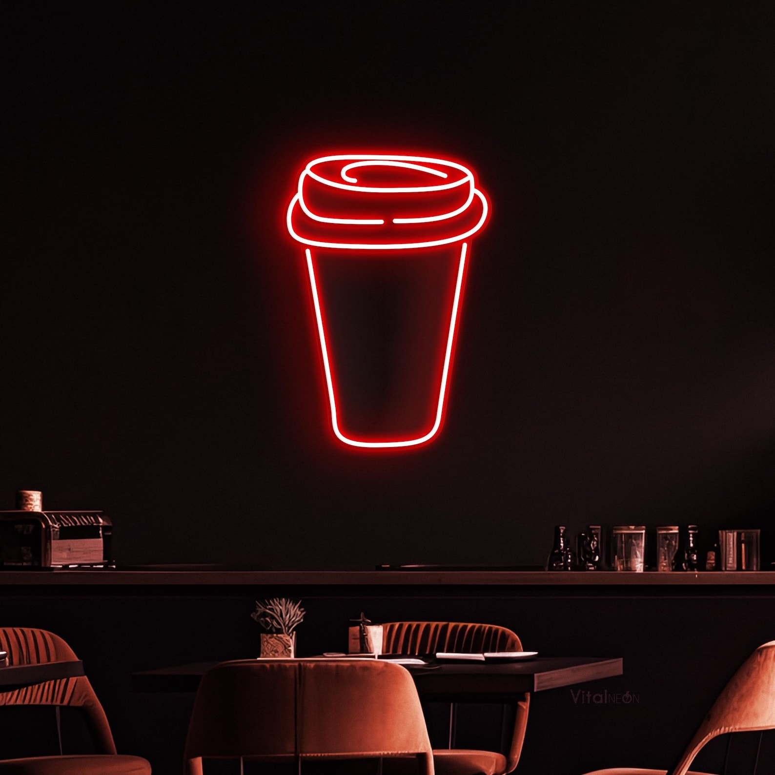 Coffee Cup Neon Sign, Coffee Cup LED Light, Coffee Glass Wall Decor ...