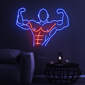 Bodybuilder Neon Sign, Bodybuilder LED Light, Muscle LED Neon Art, Body ...