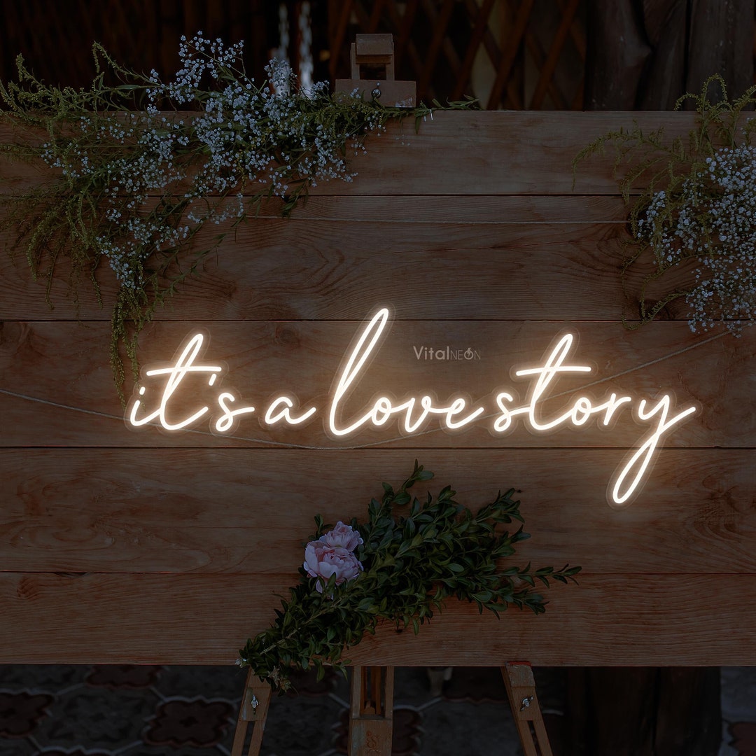 It's a Love Story Neon Sign, Wedding Engagement LED Decor - Etsy