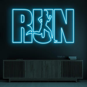 Run Neon Sign, Run LED Light, Run Logo Wall Decor, Gym Wall Art, Runner ...