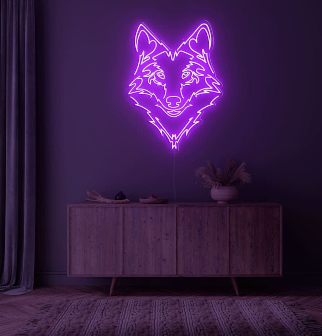 Wolf Neon Sign, LED Wolf Head Light for Unique Room Décor, Animal Theme ...